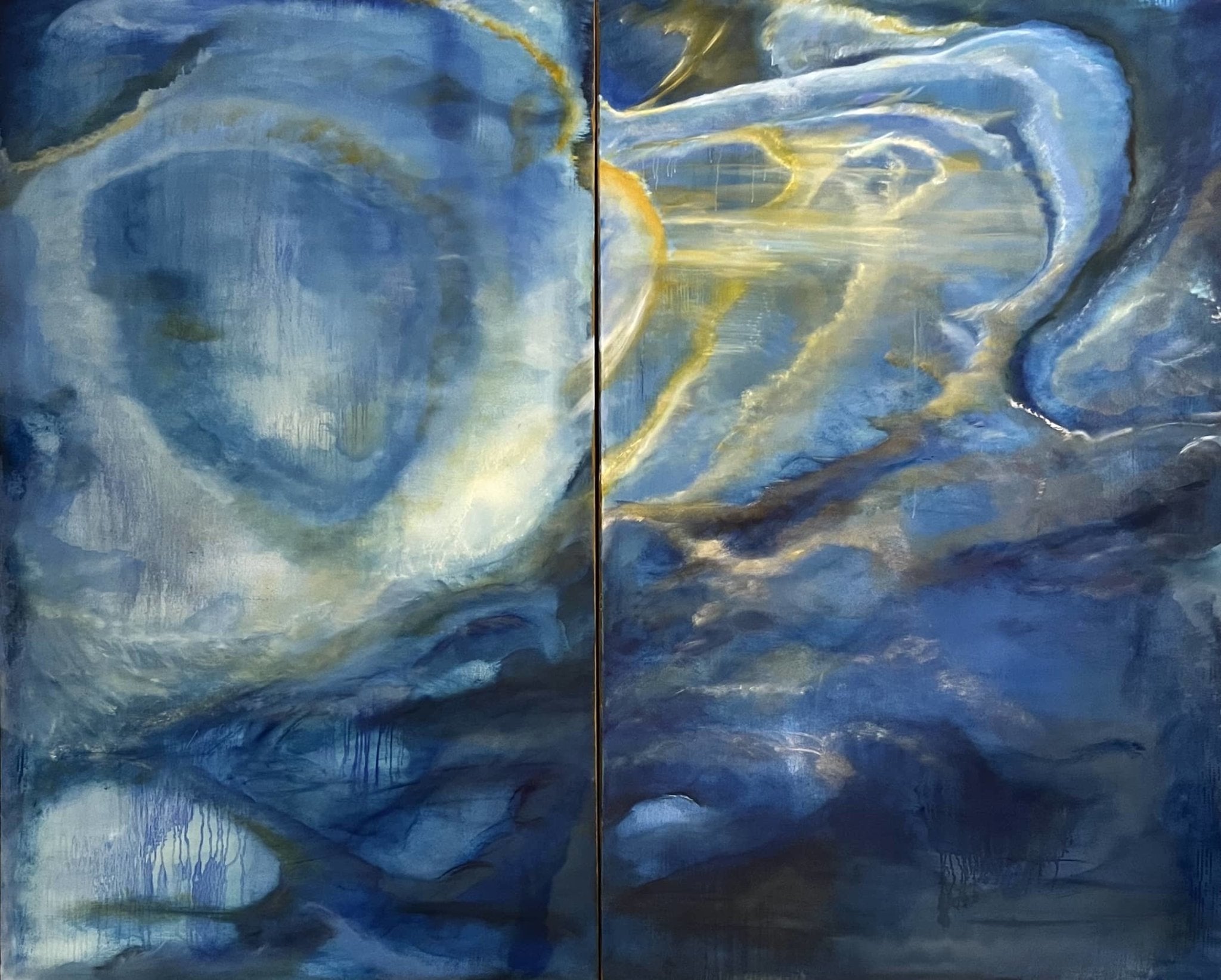 Collapsing the sky,Abstract oil painting - Laurie Rubell